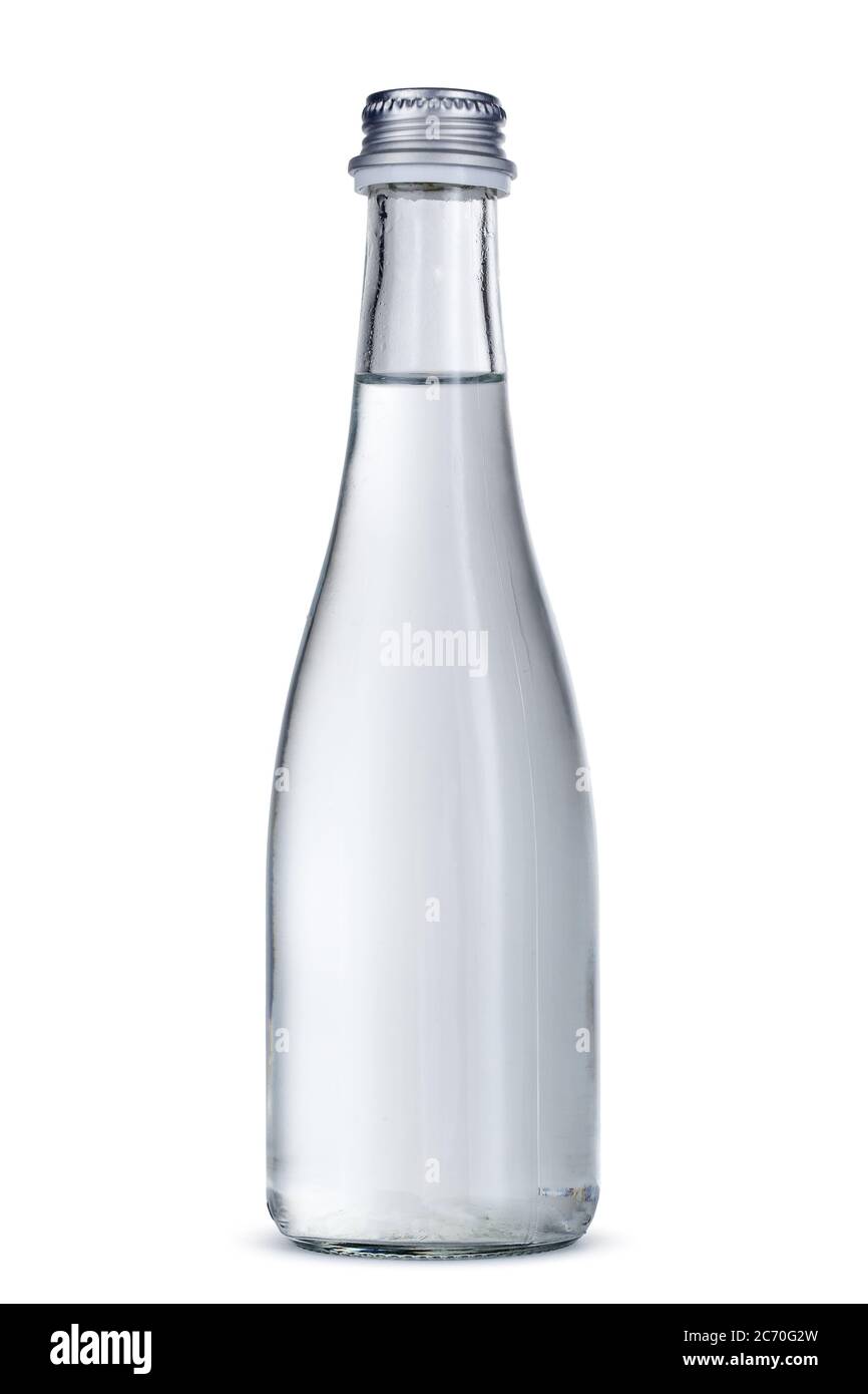 Mineral water in glass bottle with cap isolated on white Stock Photo ...