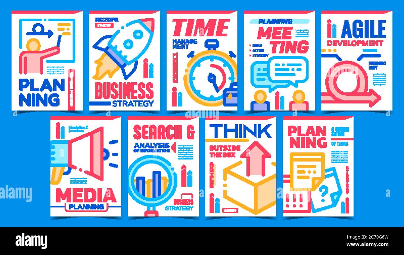 Business Creative Promotional Posters Set Vector Stock Vector Image ...