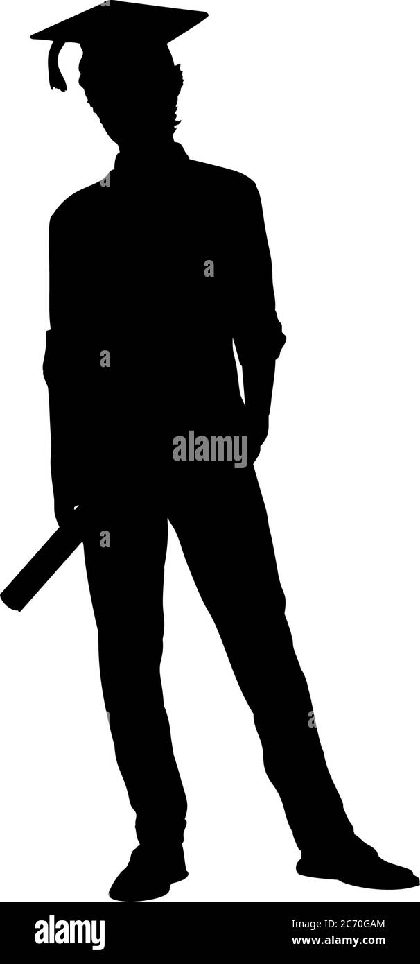 Silhouette of young male graduate. Illustration graphics icon Stock ...