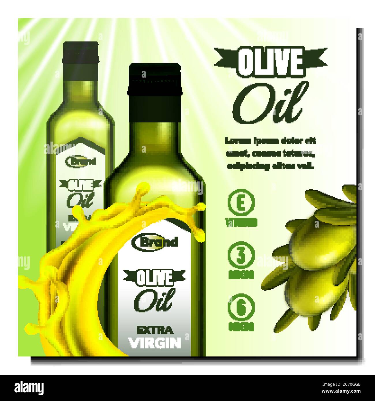 Olive Oil Extra Virgin Promotional Poster Vector Stock Vector Image ...