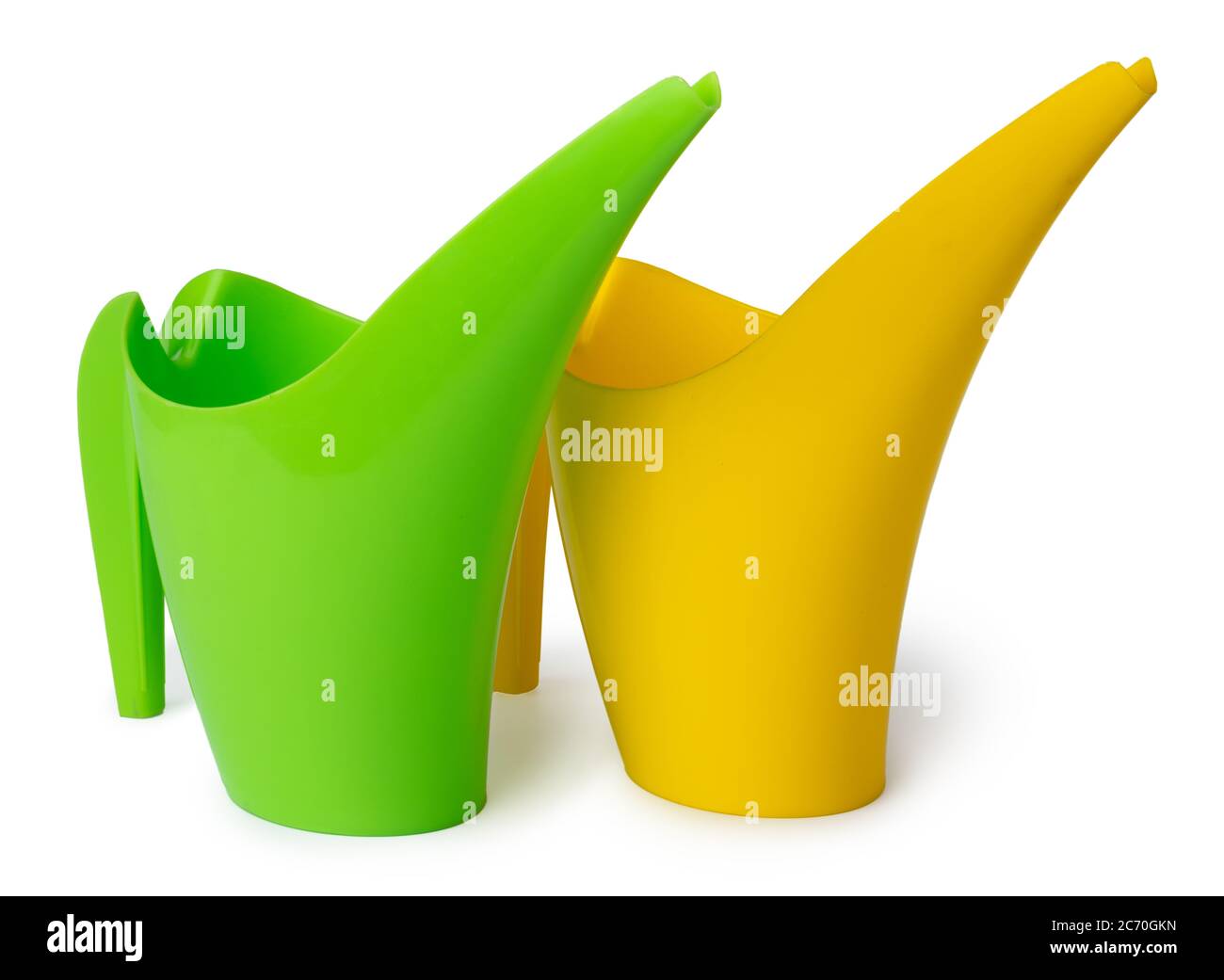 Plastic bright watering can isolated on white Stock Photo - Alamy