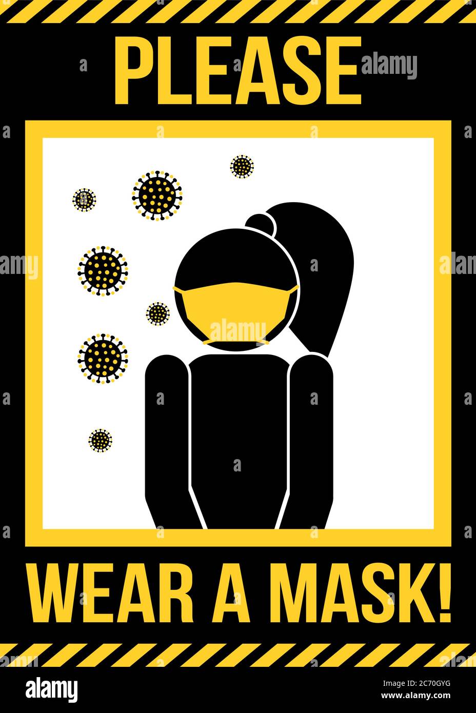 Please wear a mask - Awareness lettering poster for covid-19 prevention ...