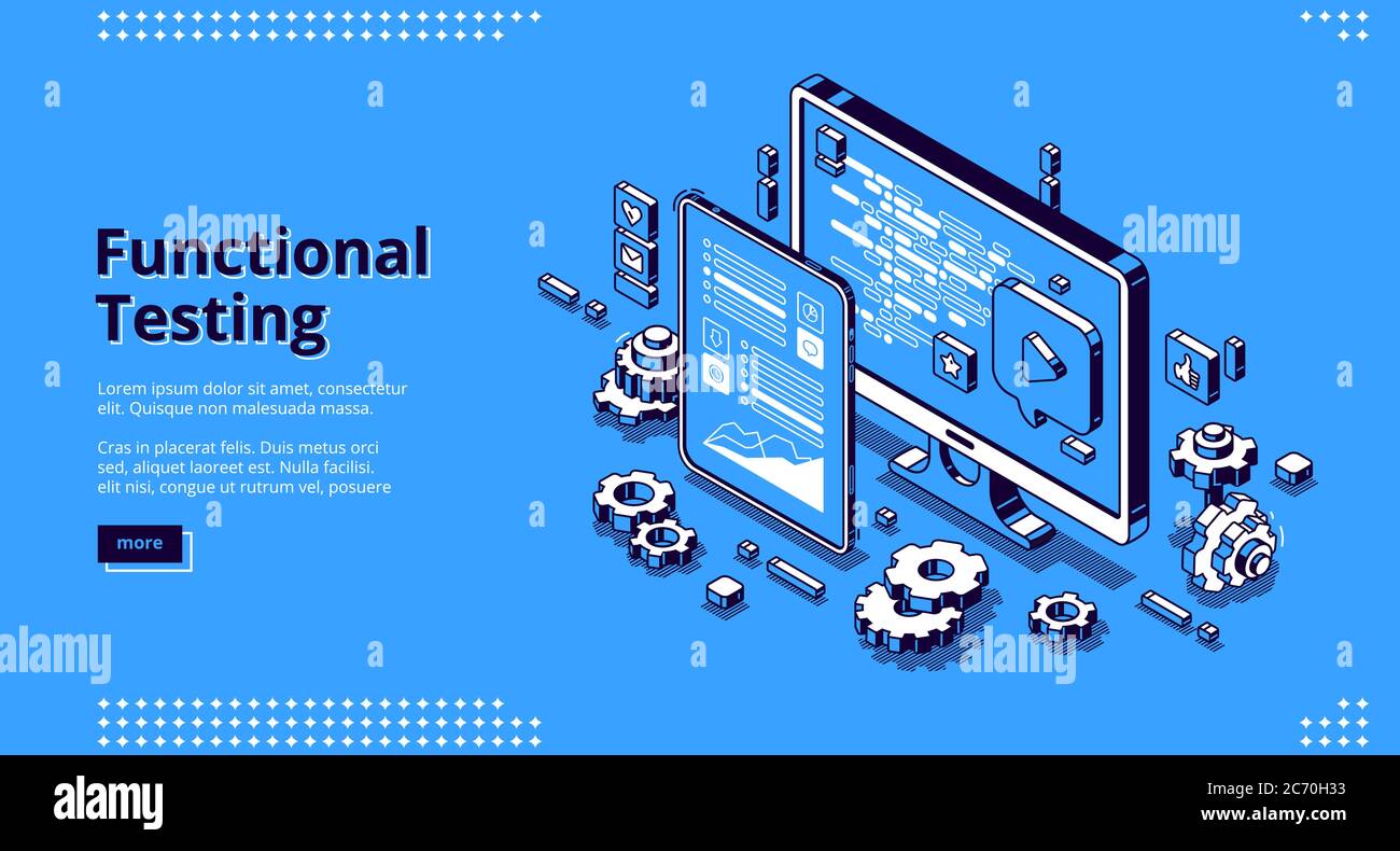 Software testing isometric landing page. Functional test, mobile ... Software testing isometric landing page. Functional test, mobile ...
