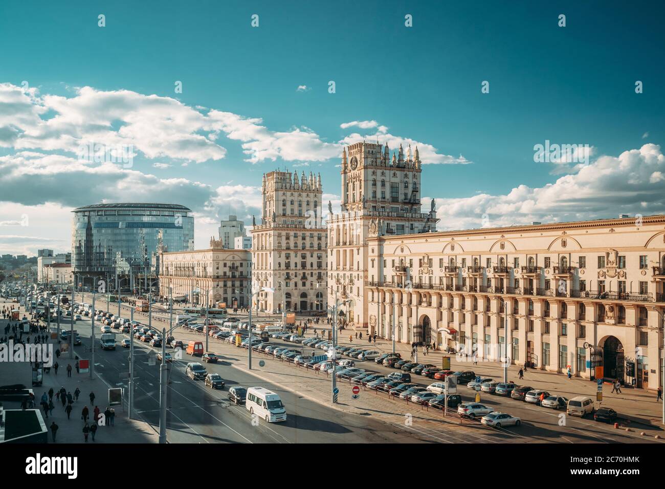 Minsk, Belarus. Two Buildings Towers Symbolizing The Gates Of Minsk ...