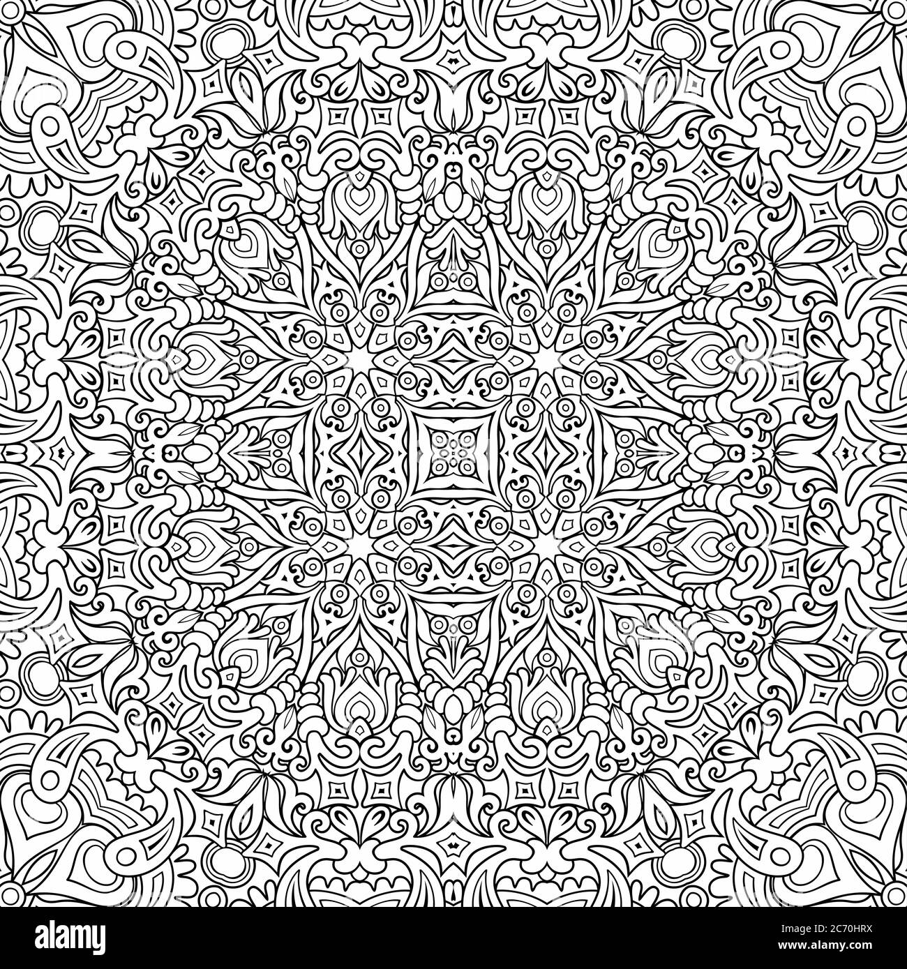 Vector ethnic line art hand drawn background Stock Vector Image & Art ...