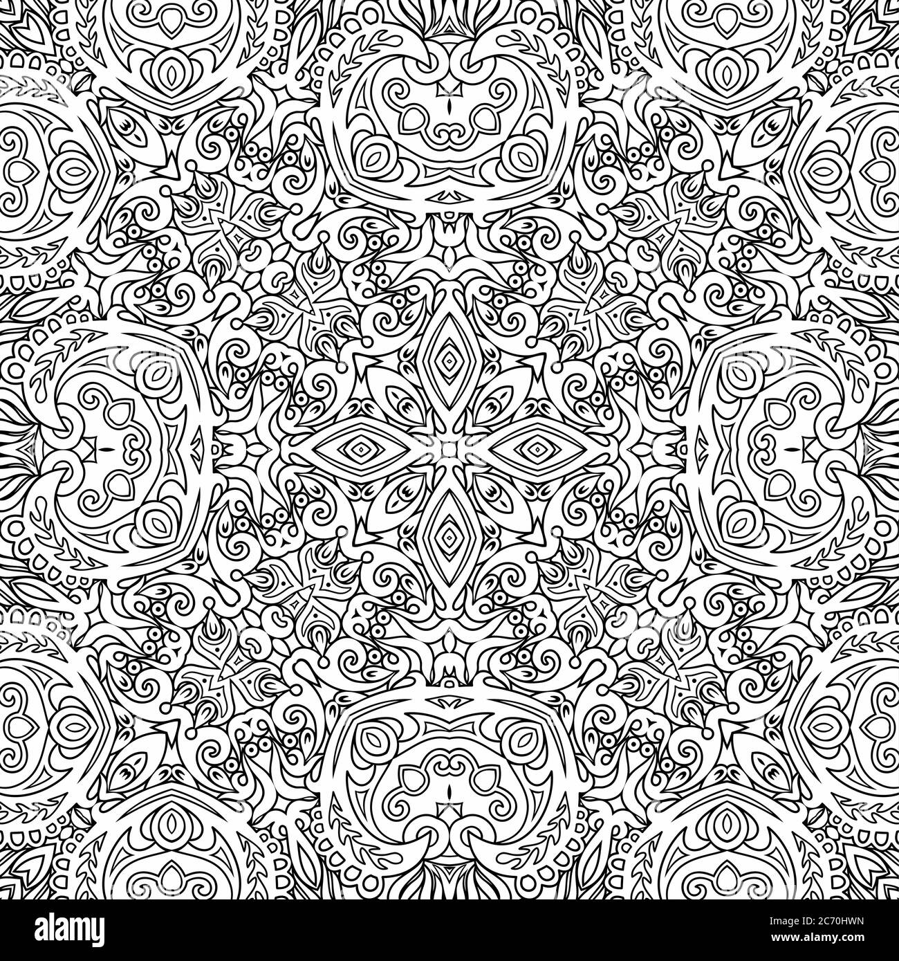 Vector ethnic line art hand drawn background Stock Vector Image & Art ...