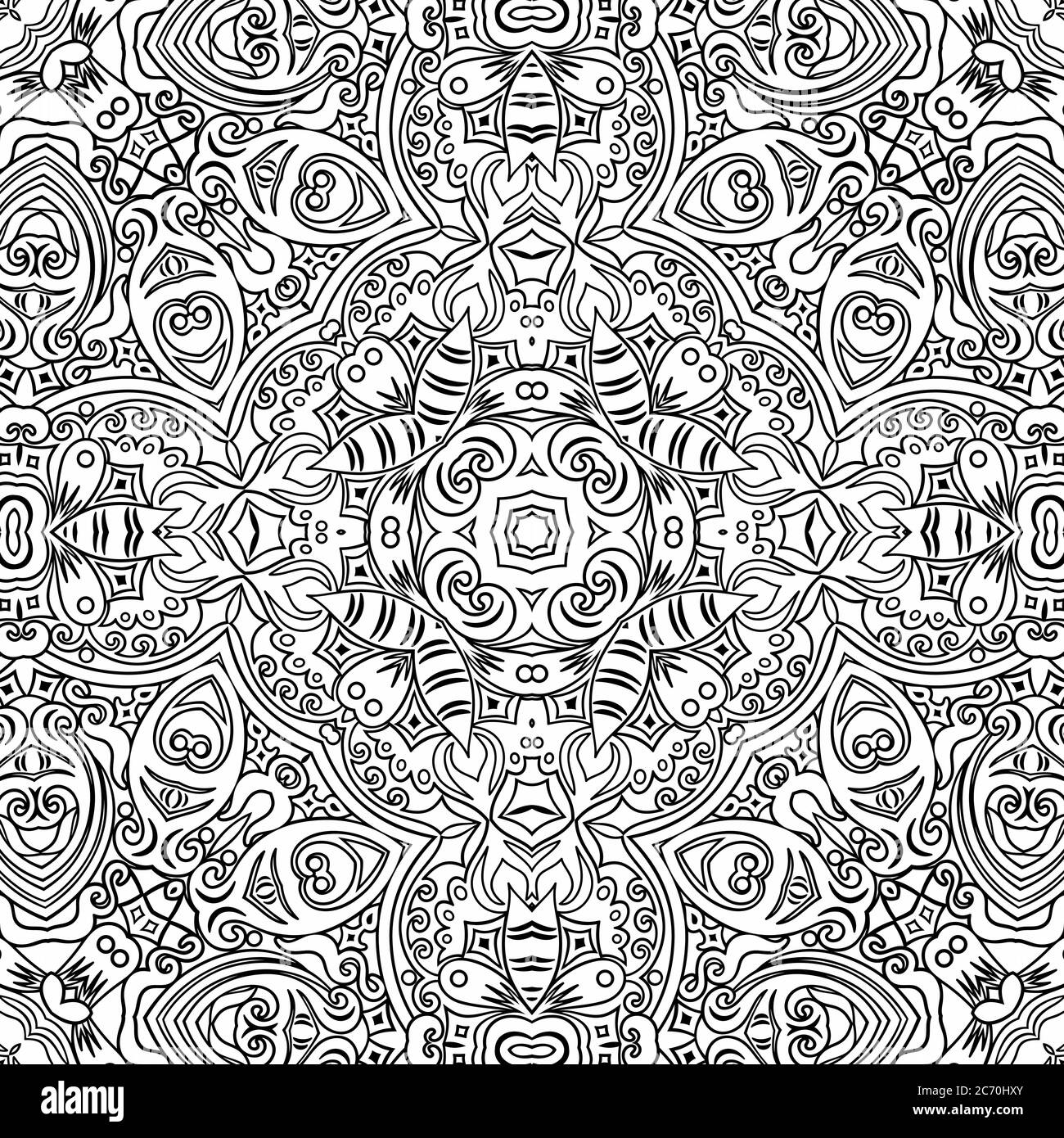 Vector ethnic line art hand drawn background Stock Vector Image & Art ...