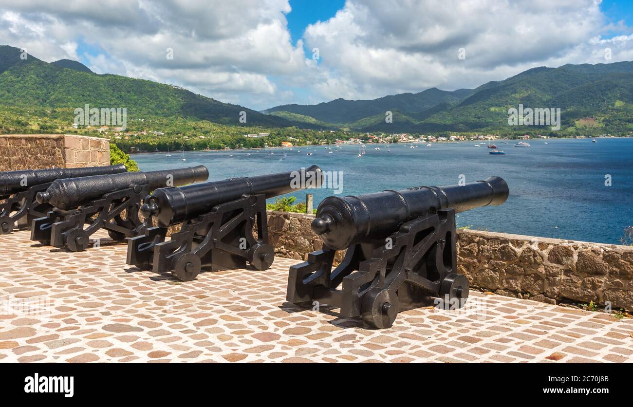 Cannons at Fort Shirley point out towards Prince Rupert Bay near the ...