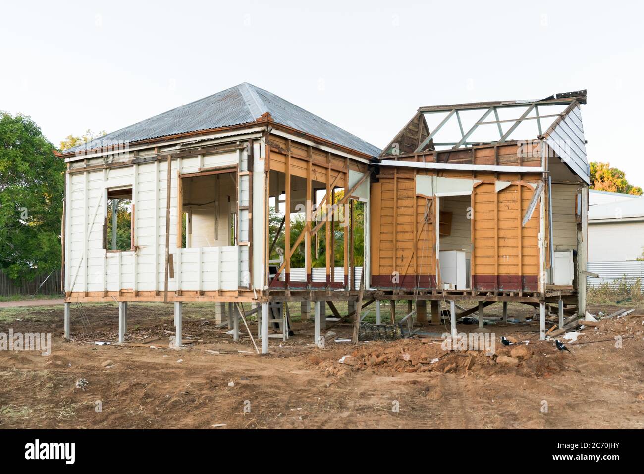 Empty house half demolished to clear the land for a new house Stock ...