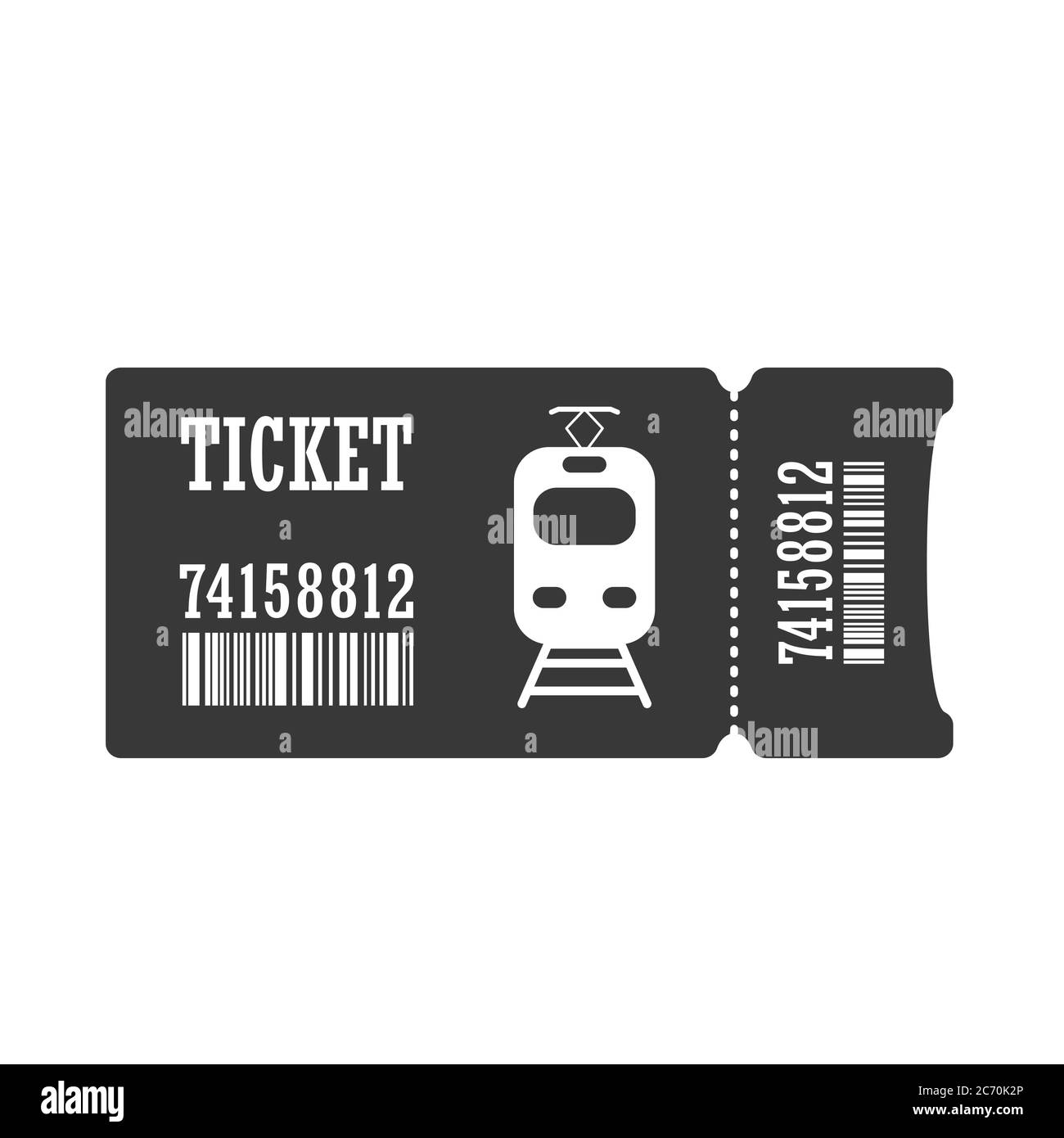Ticket for an electric train or tram. Simple vector icon isolated on a ...