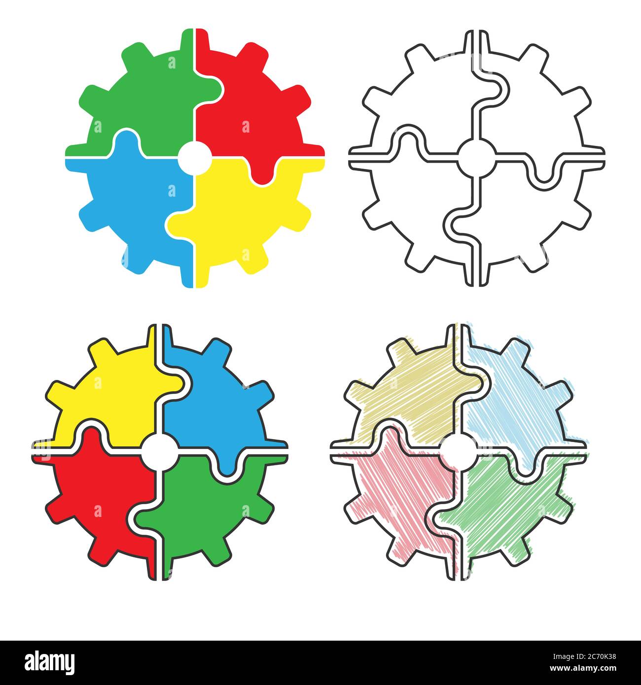 Gear of the puzzle. A set of simple vector illustrations Stock Vector ...