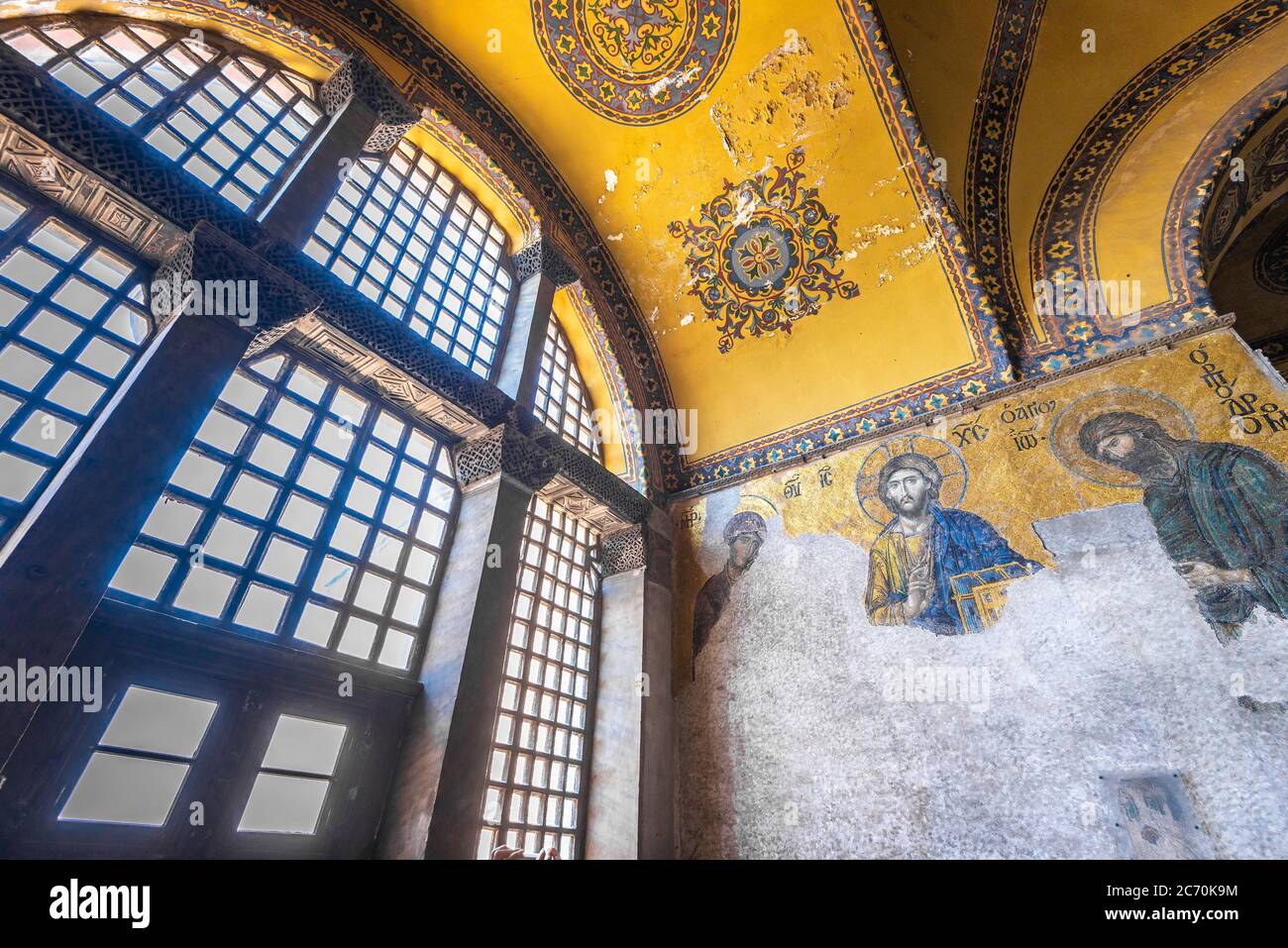 Damaged mosaic of Jesus Christ in Hagia Sophia, Istanbul, Turkey Stock ...