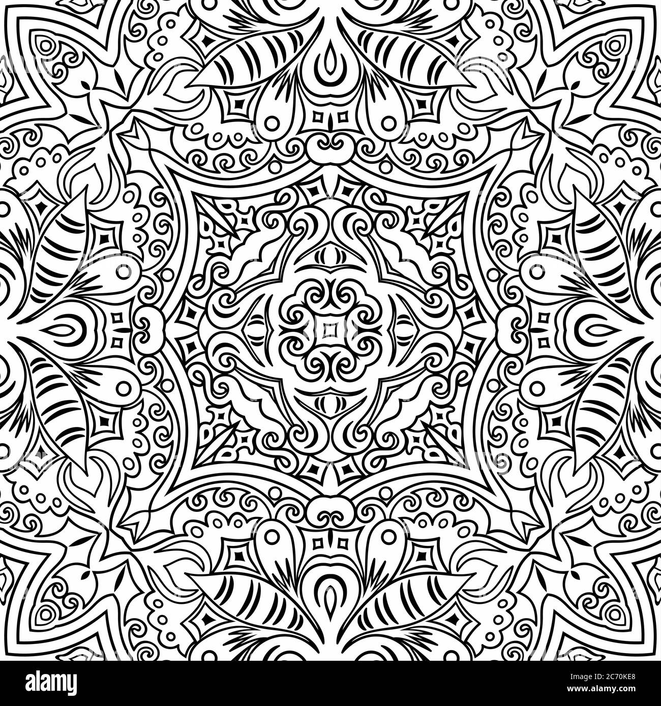 Vector ethnic line art hand drawn background Stock Vector Image & Art ...