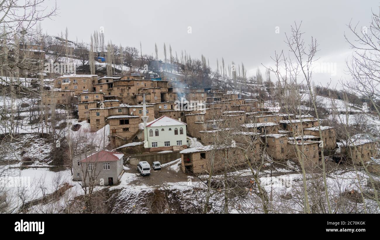 Hizan, Bitlis, Turkey - February 2020: Remote village in Eastern Turkey ...