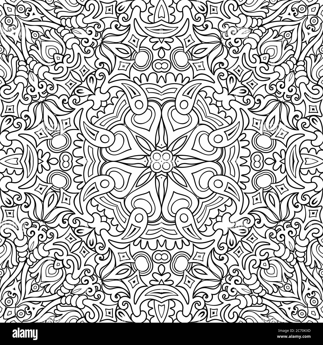 Vector ethnic line art hand drawn background Stock Vector Image & Art ...