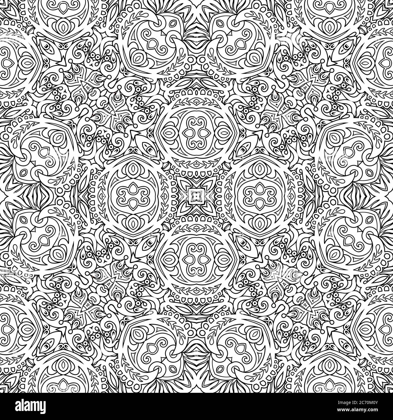 Vector ethnic line art hand drawn background Stock Vector Image & Art ...
