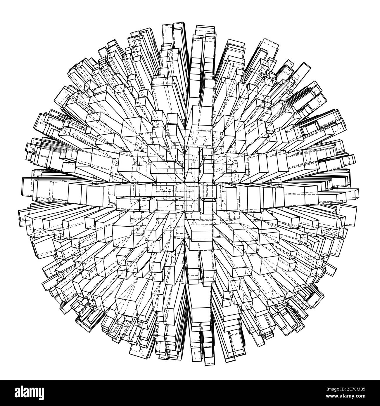 Abstract 3d Sphere with City, Blueprint Style Stock Photo - Alamy