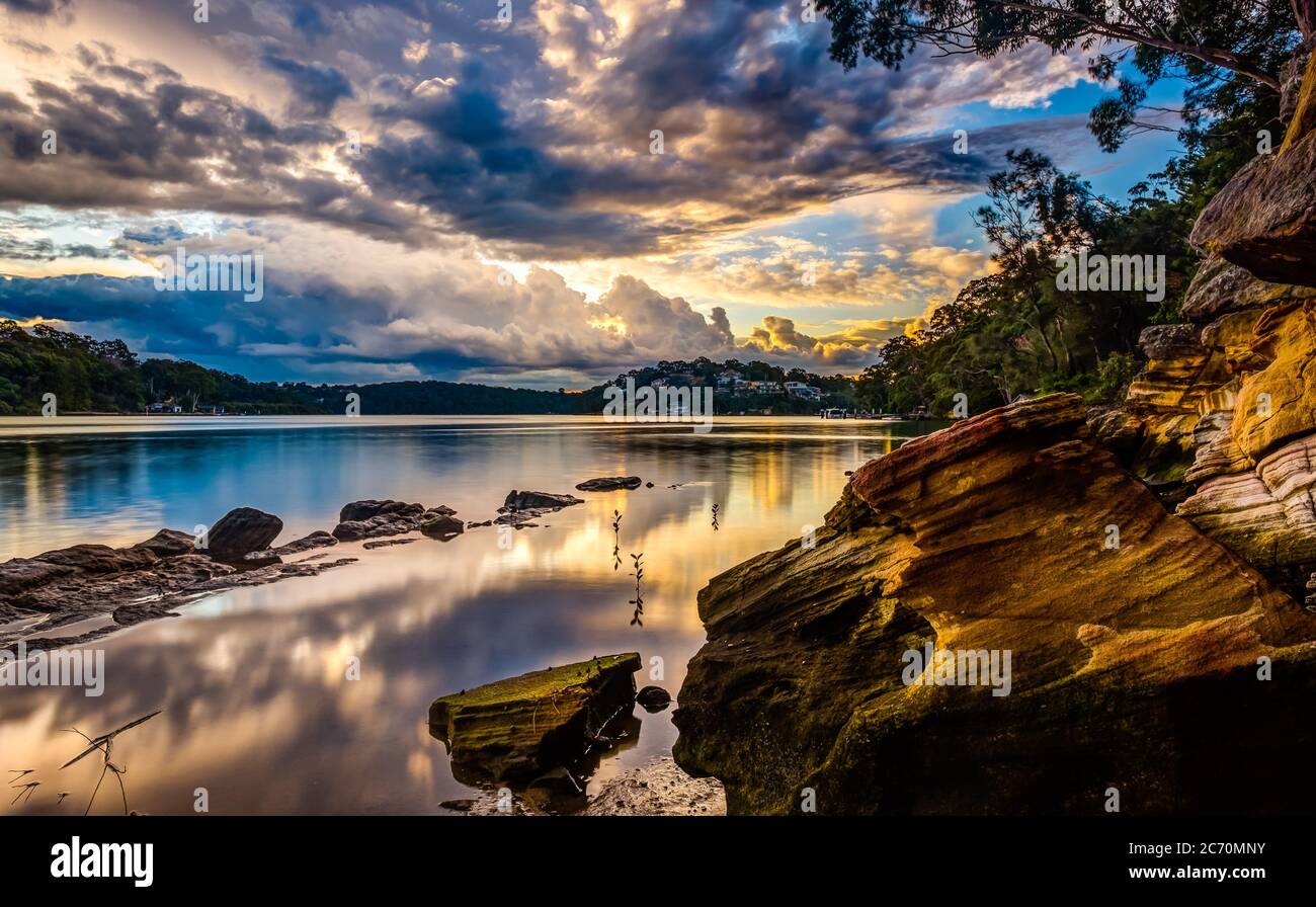 Sunset Scape of Georges River and Illawong and Como Stock Photo - Alamy