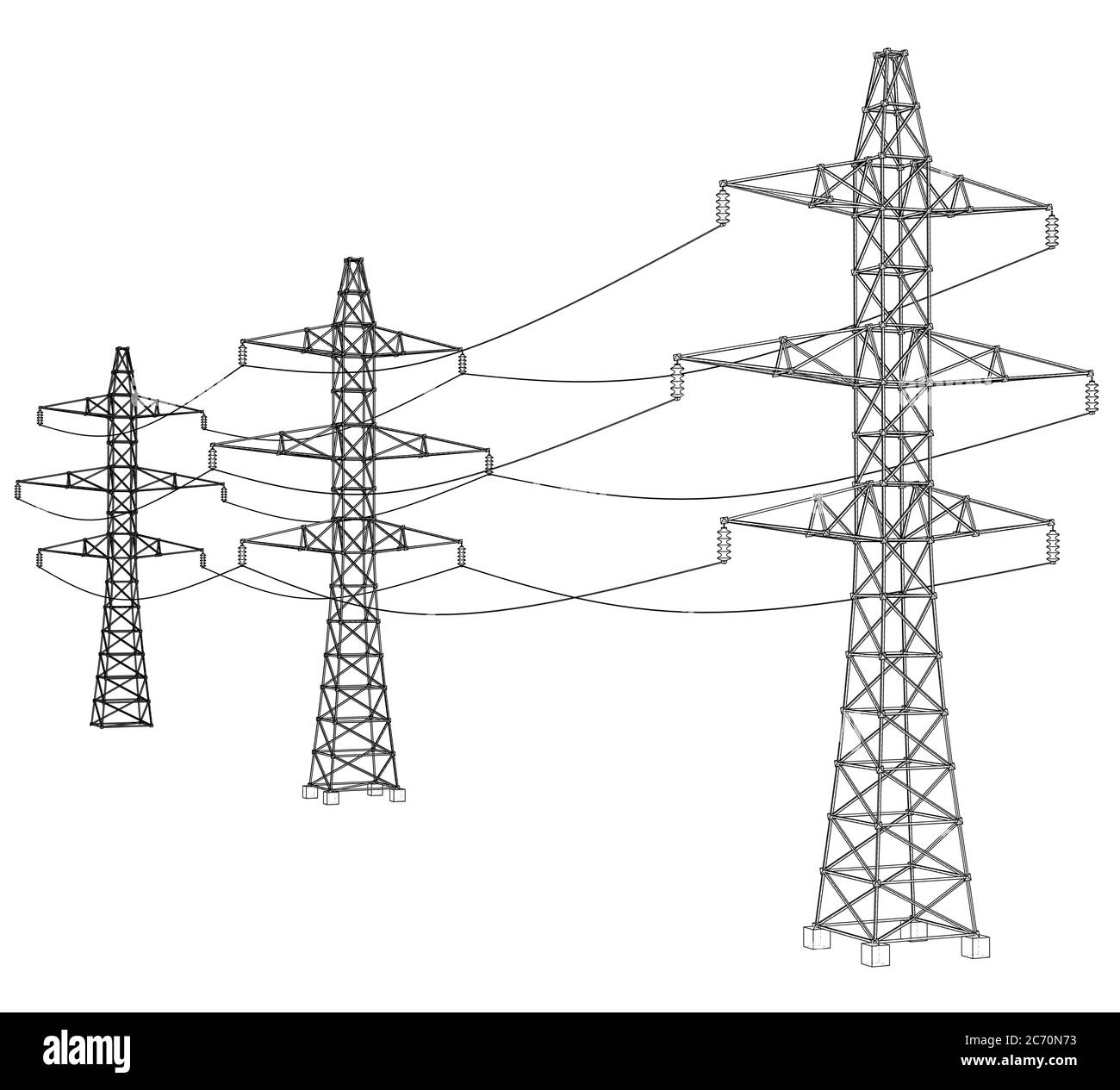 Electric pylons or electric towers concept Stock Photo - Alamy