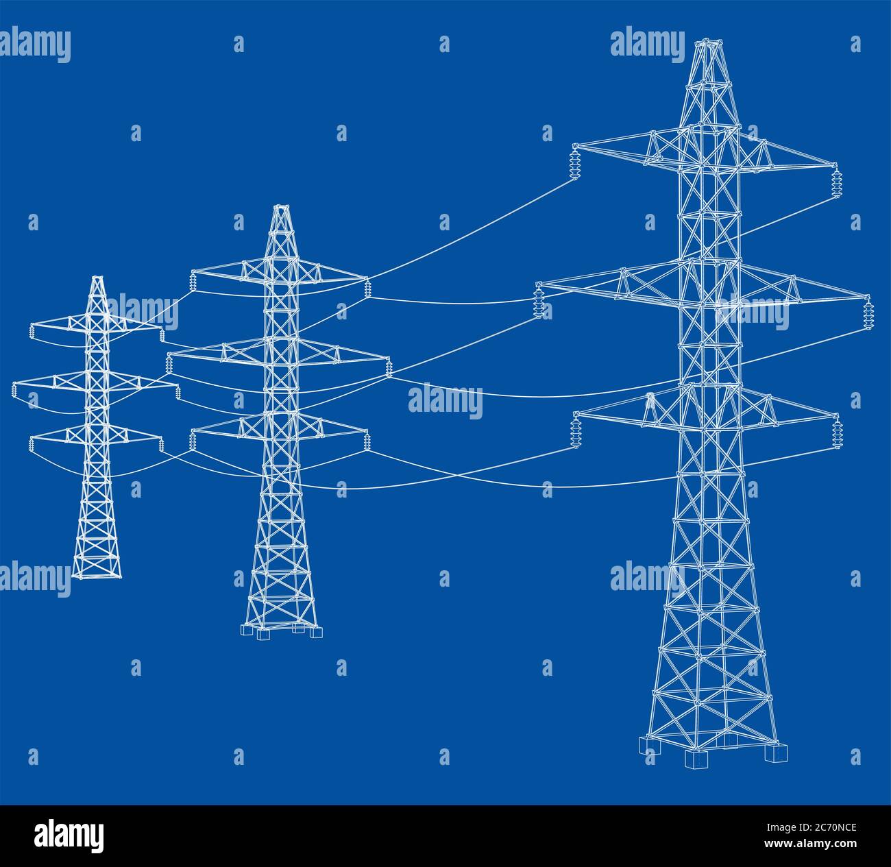 Electric pylons or electric towers concept Stock Photo - Alamy