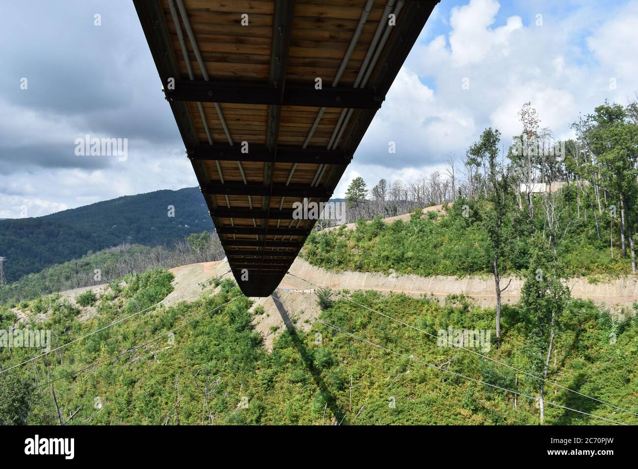 Bottom of pedestrian Skybridge in Smoky Mountains in Gatlinburg, TN ...