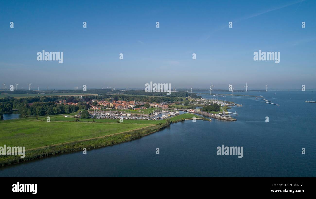 Aerial view of the fortified city of Willemstad, Moerdijk in ...