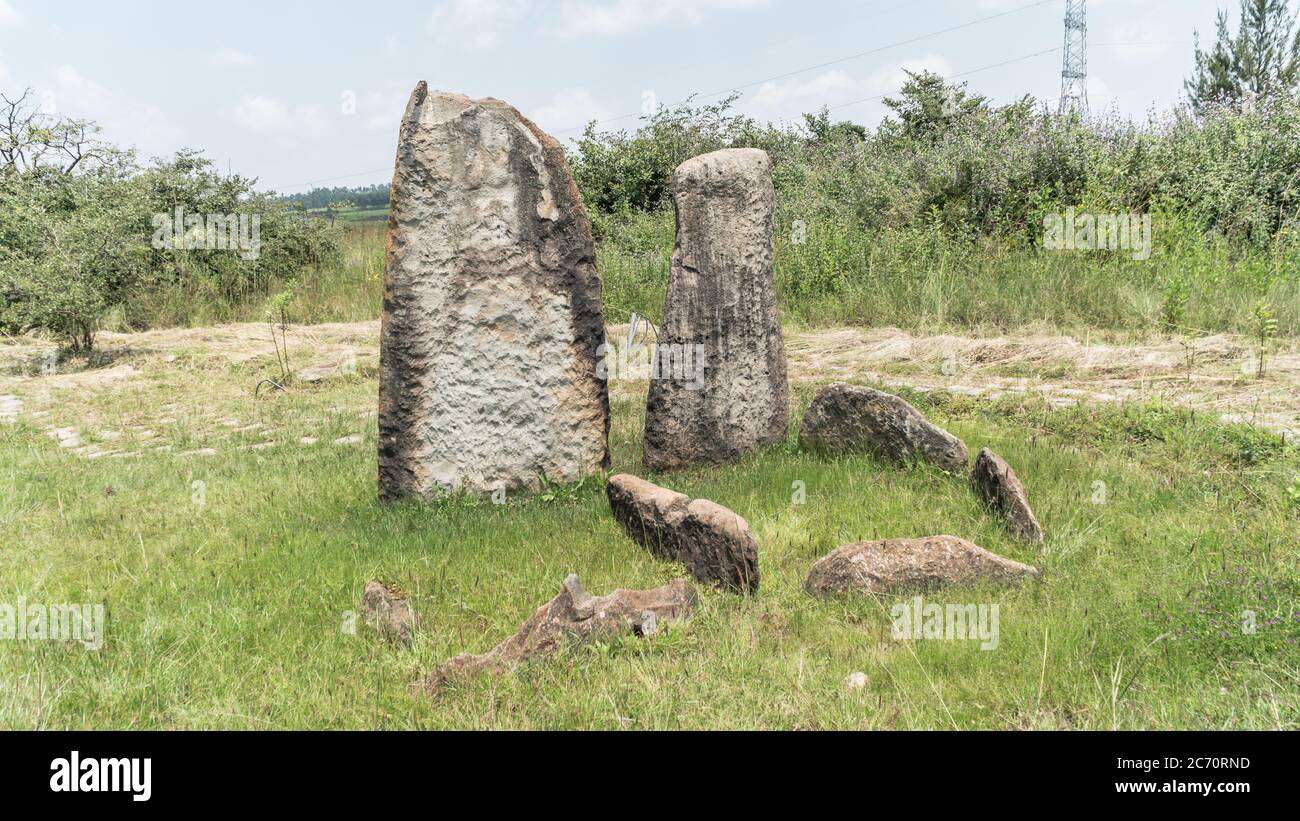 Tiya, Ethiopia - September 2017: Megalithic Tiya stone pillars, a ...