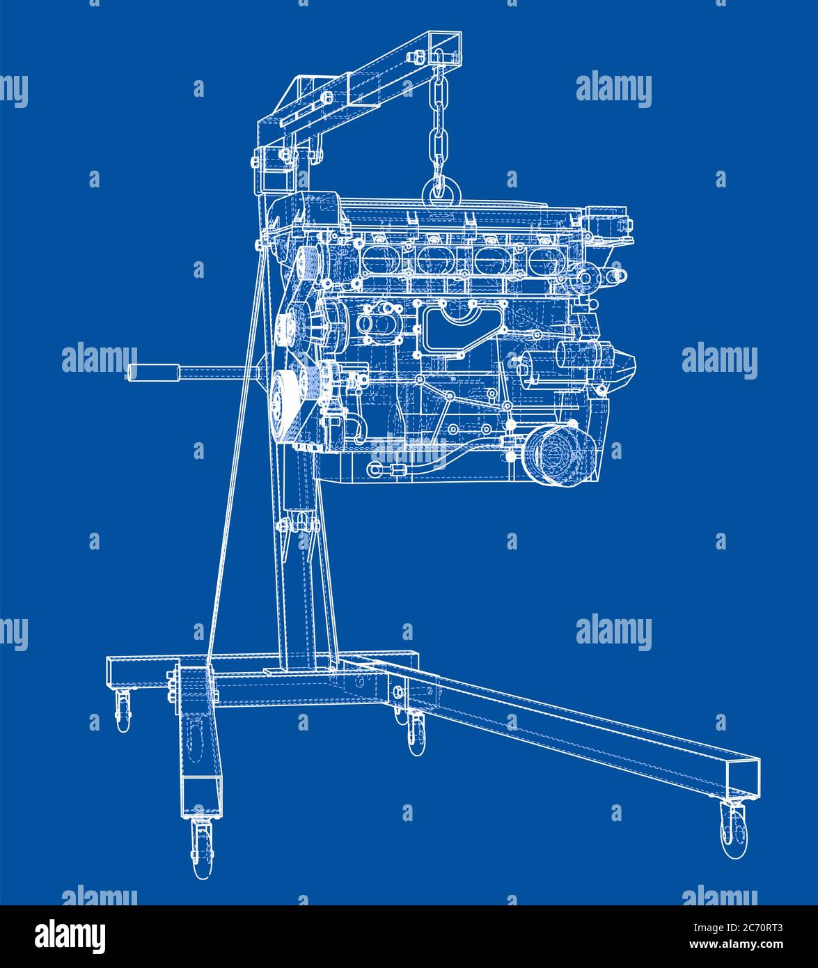 Engine hoist with engine outline Stock Photo - Alamy