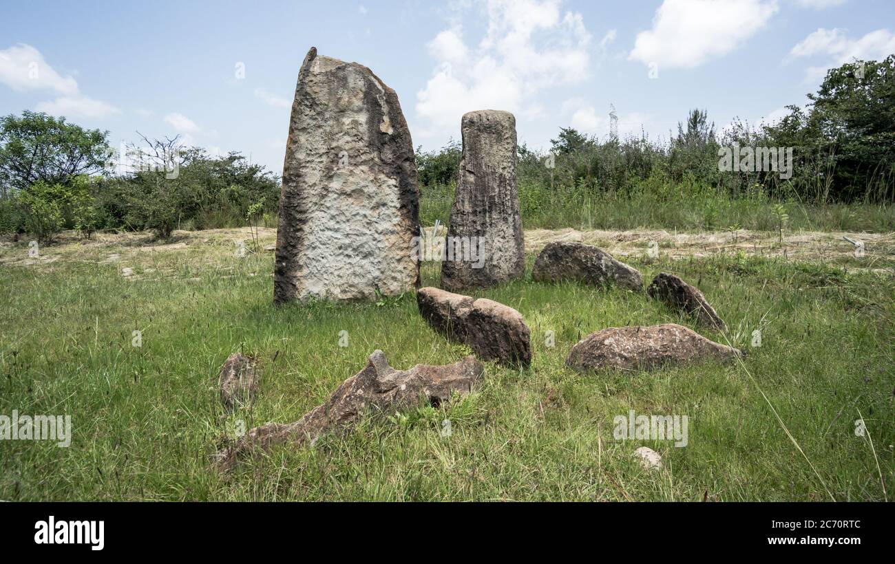 Tiya, Ethiopia - September 2017: Megalithic Tiya stone pillars, a ...