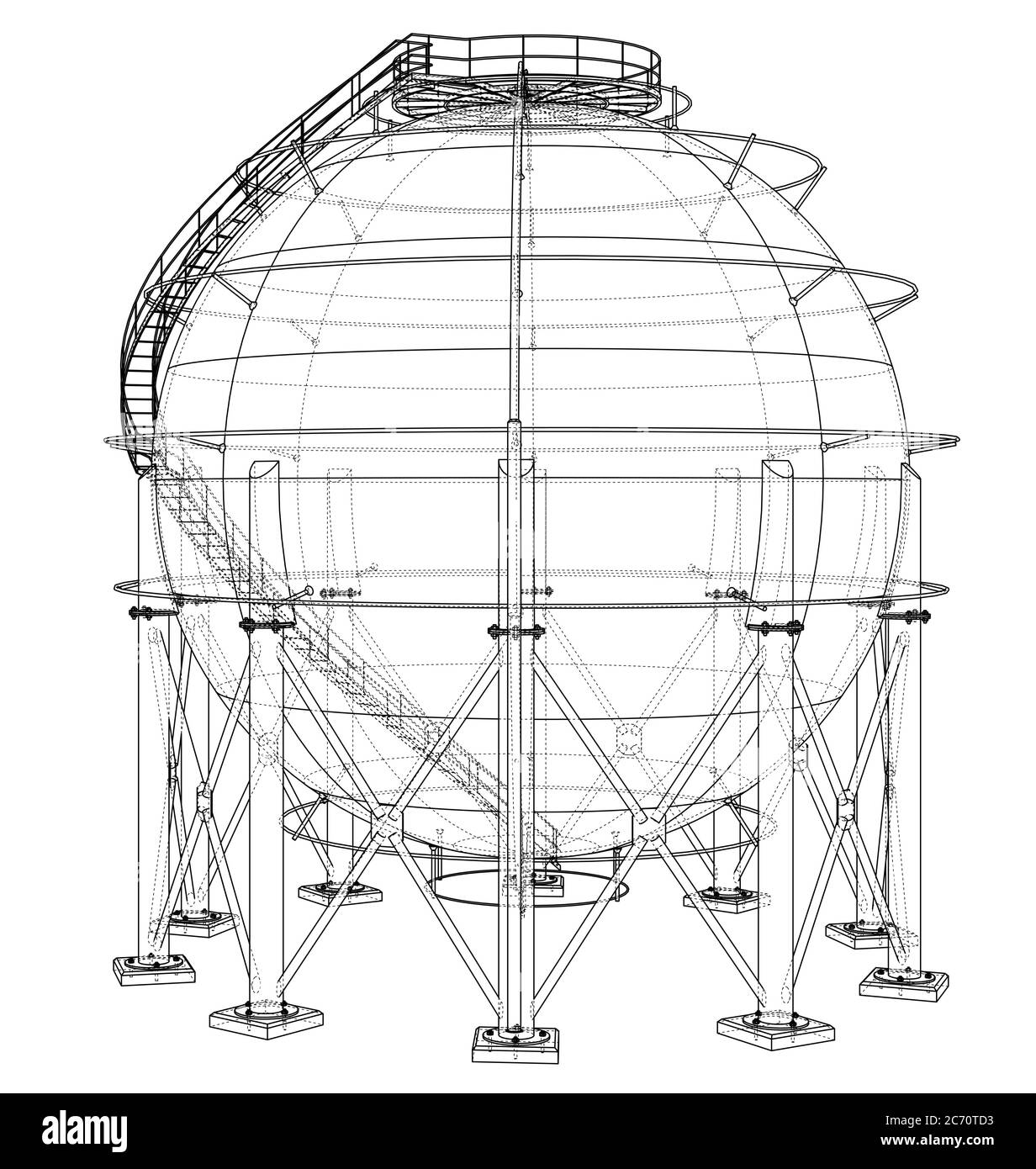 Spherical gas tank outline. 3D illustration Stock Photo - Alamy