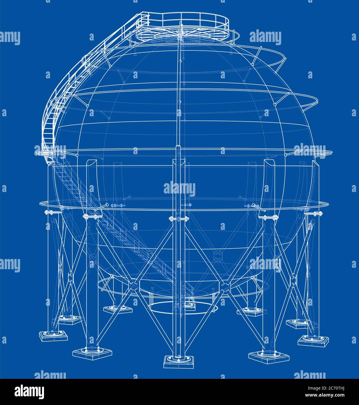 Spherical gas tank outline. 3D illustration Stock Photo - Alamy