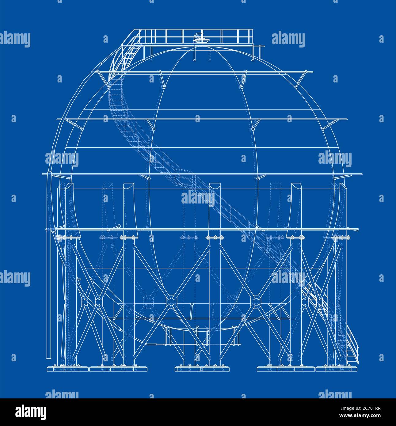 Spherical gas tank outline. 3D illustration Stock Photo - Alamy