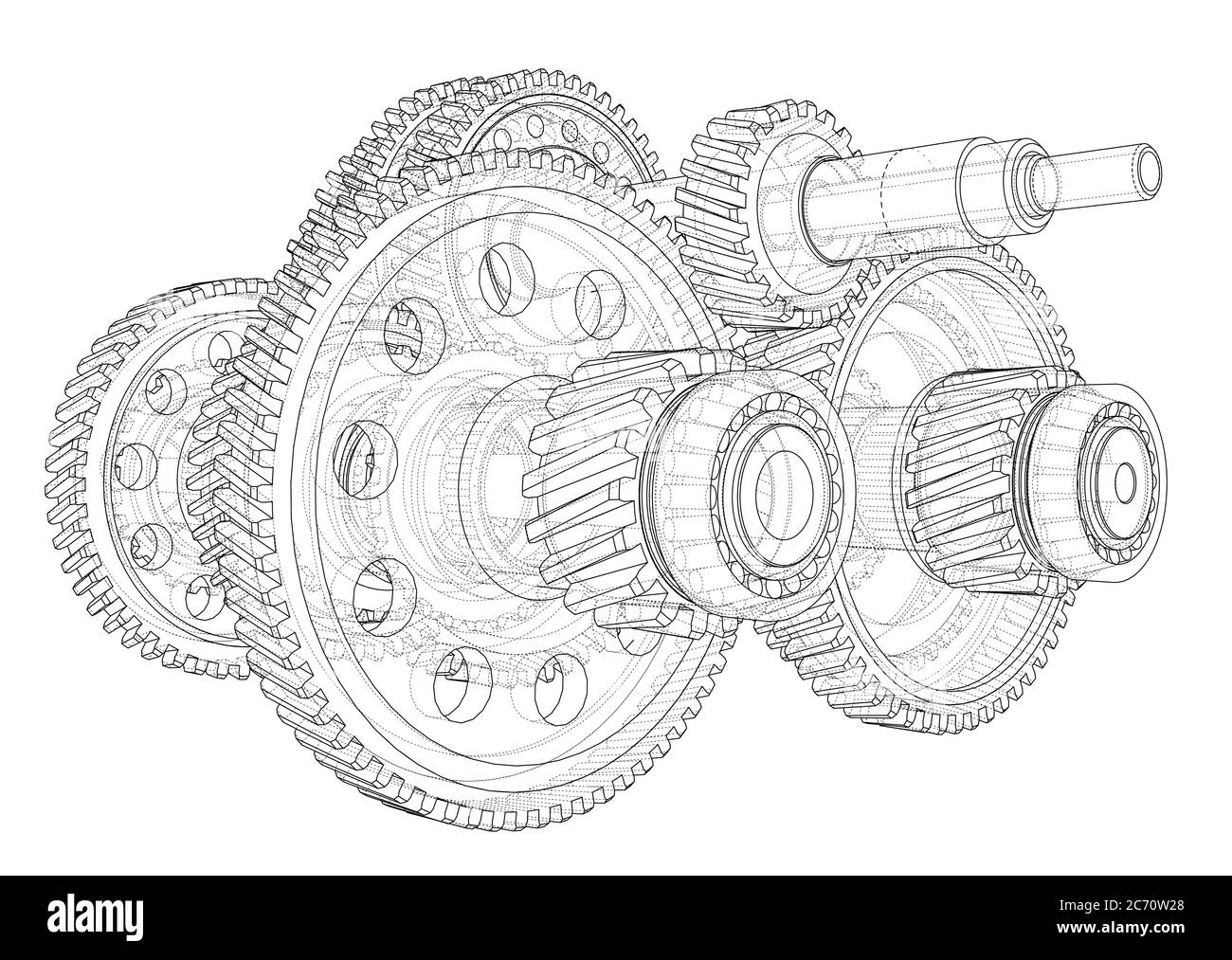 Outline gearbox concept. 3D illustration Stock Photo - Alamy