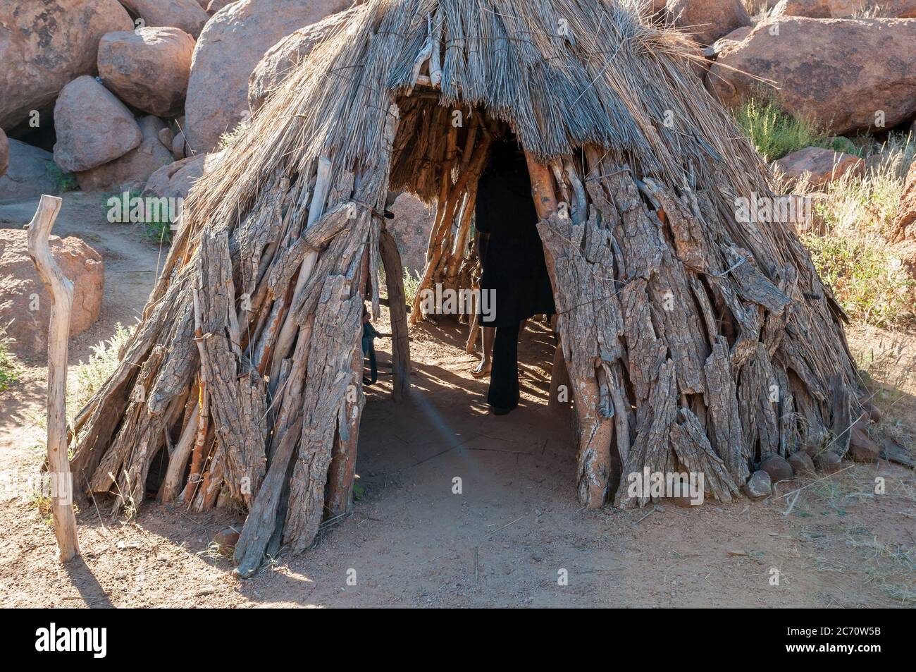 A traditional hut at the Damara Living Museum in Damaraland, Namibia ...