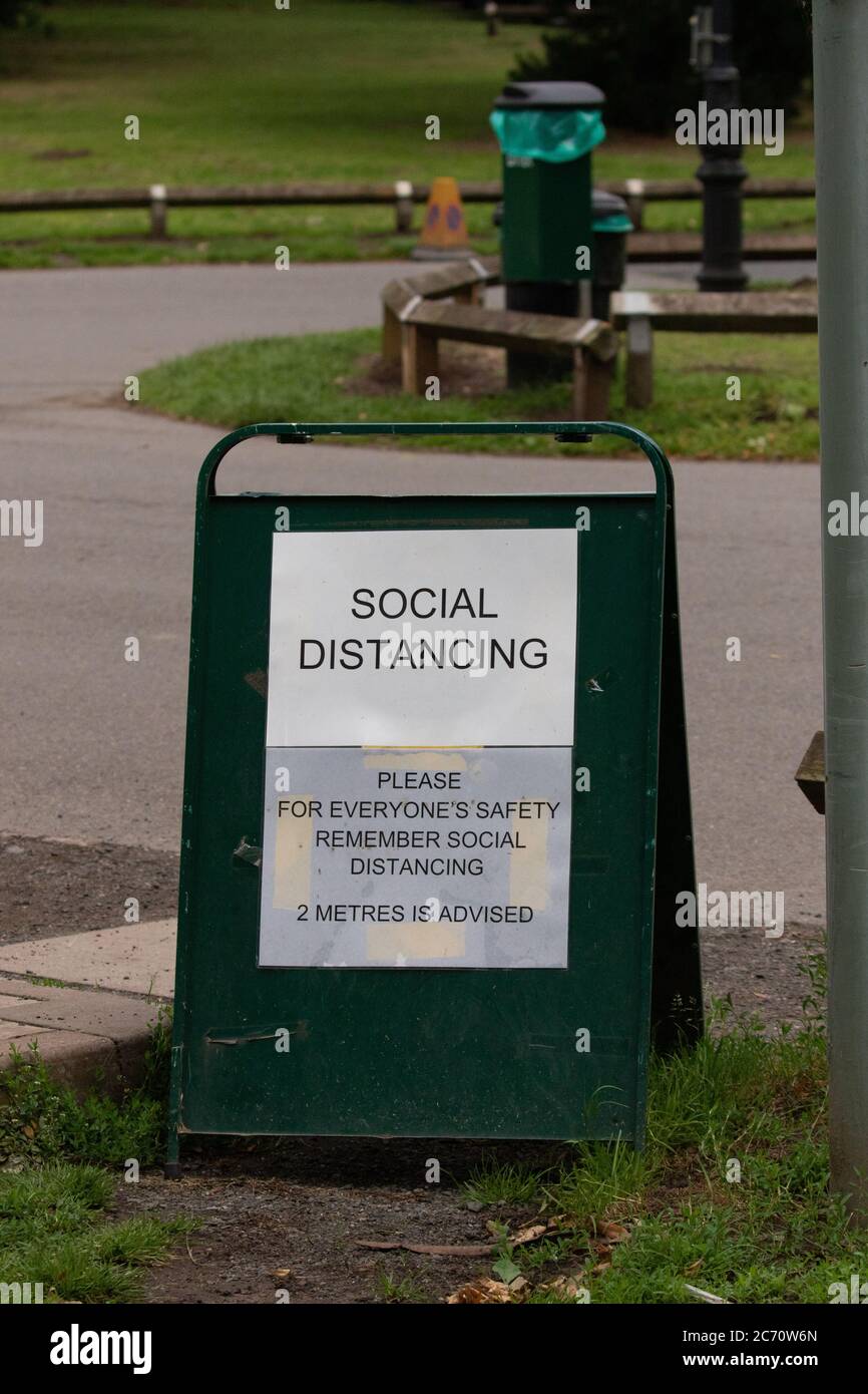 Social distancing information board. Himley Hall. British Isles Stock ...