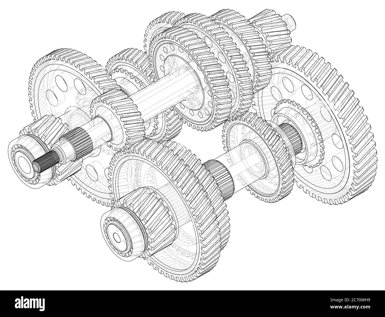 Outline gearbox concept. 3D illustration Stock Photo - Alamy