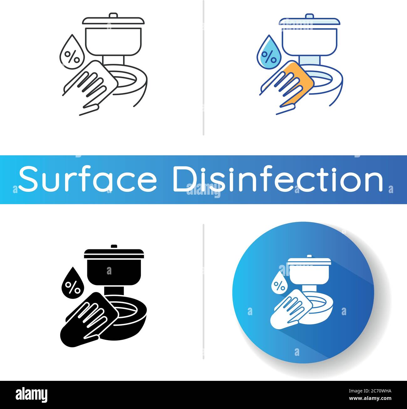 Toilet disinfection icon. Linear black and RGB color styles. Home ...