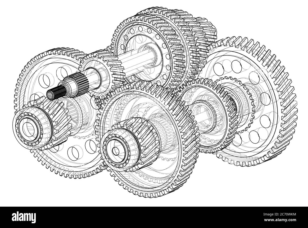 Outline gearbox concept. 3D illustration Stock Photo - Alamy