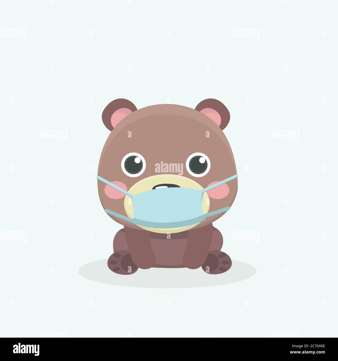 vector covid-19 virus face mask cartoon animal illustration Stock ...