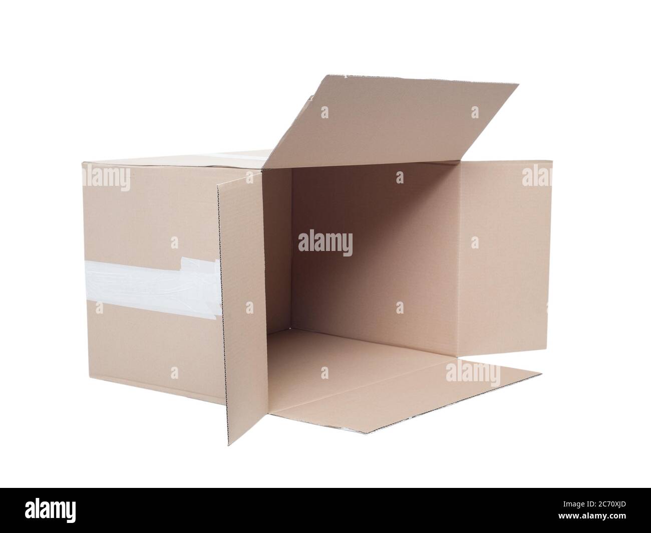Open empty cardboard box isolated on white background Stock Photo - Alamy