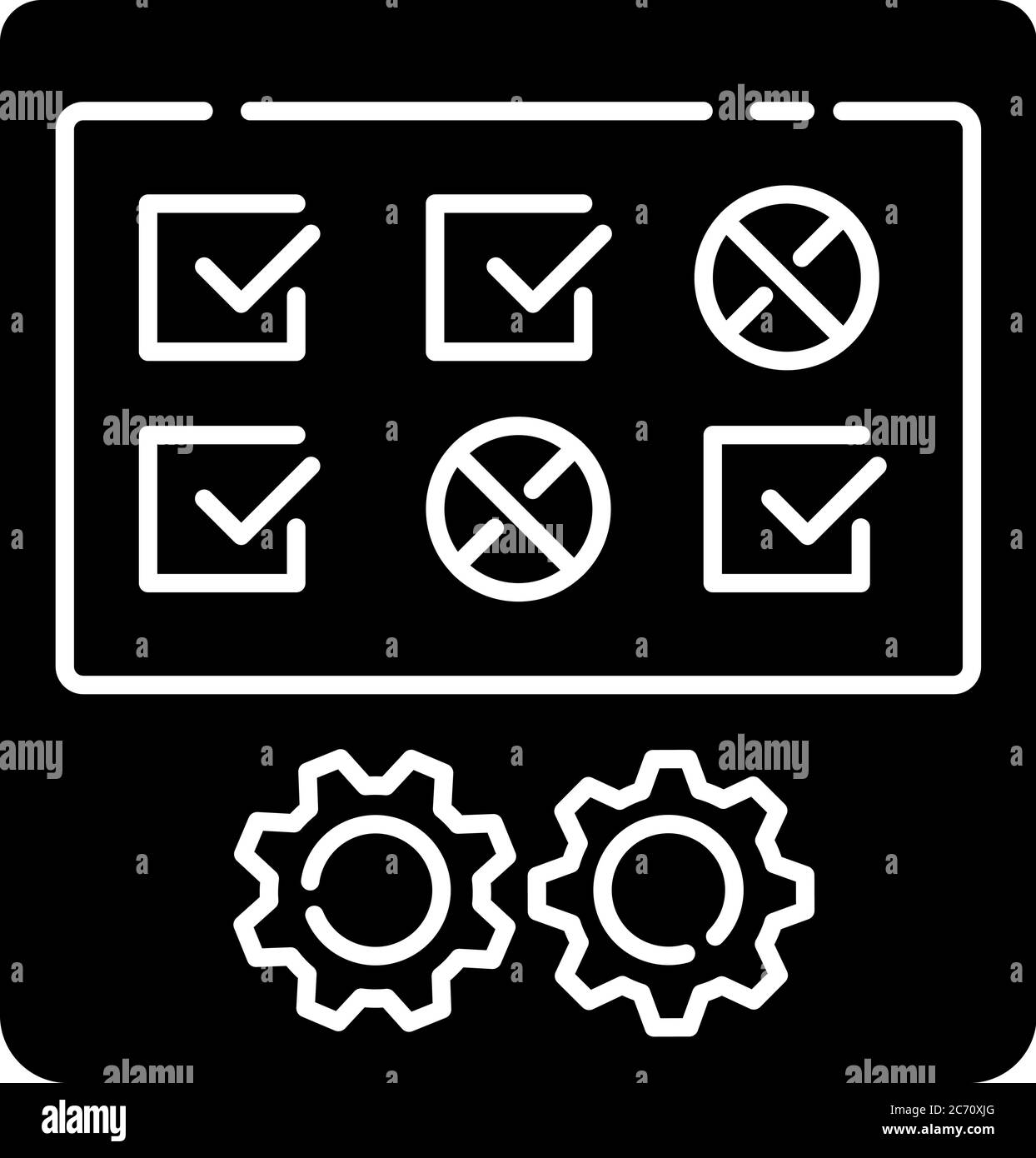 Production testing black glyph icon. Post manufacturing process ...