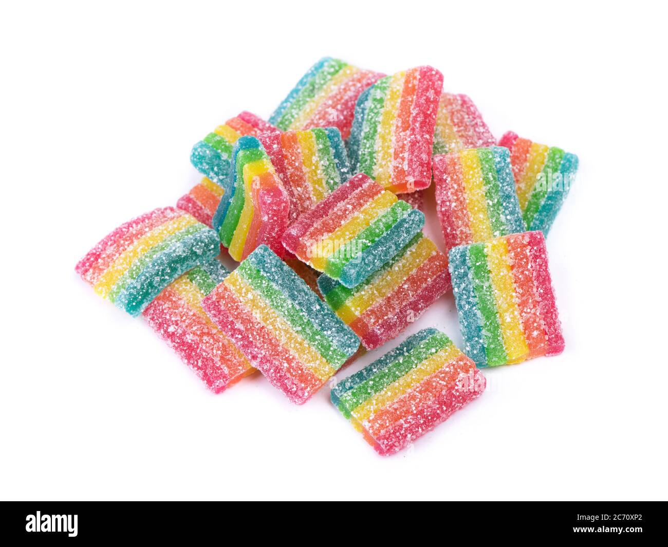 Rainbow marmalade with sugar isolated on white background Stock Photo ...