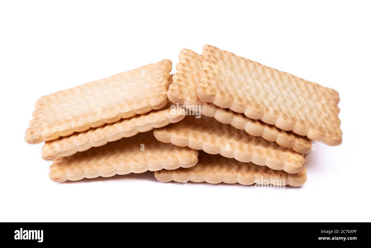Stack of rectangular cookies isolated over white background Stock Photo ...
