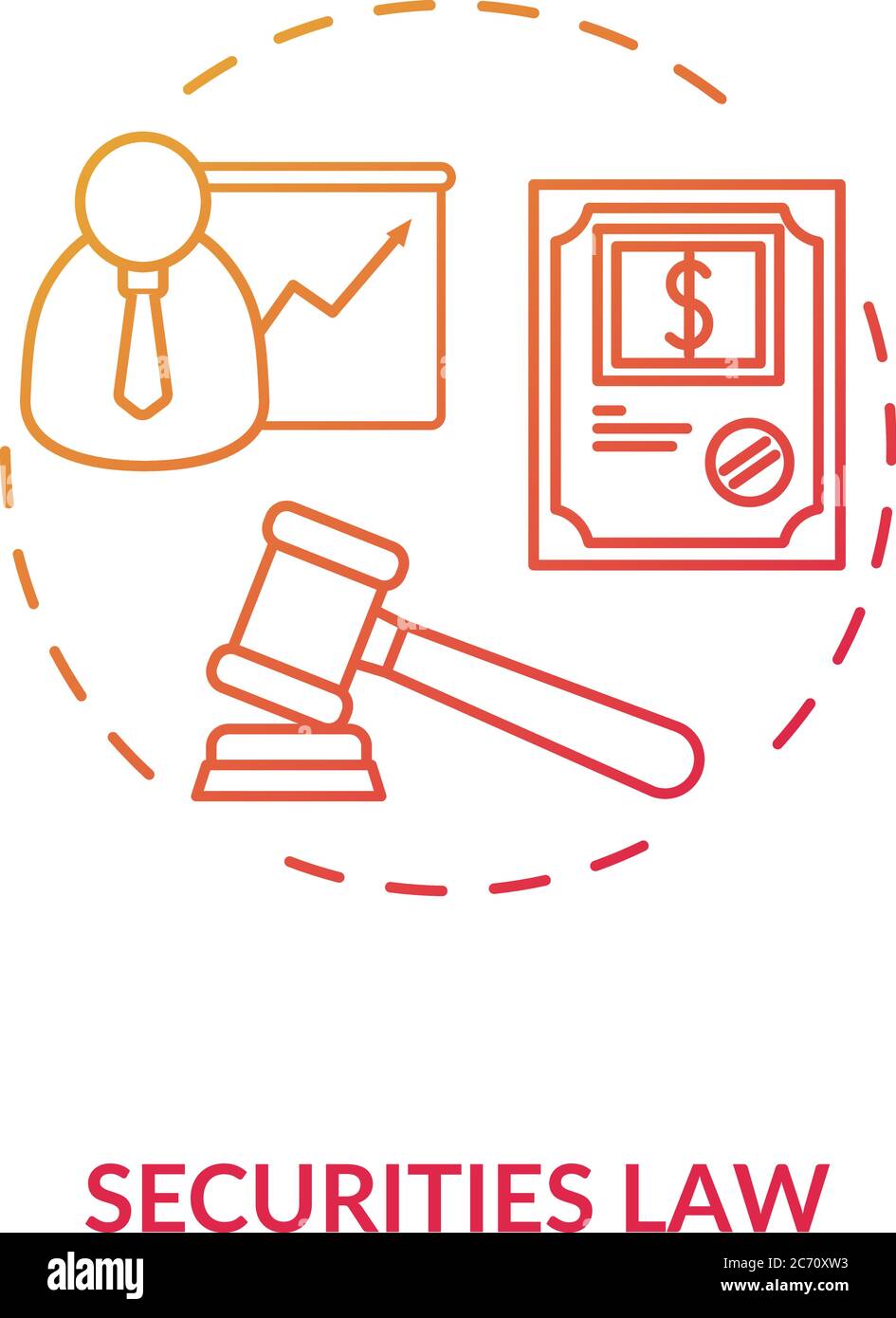 Securities law concept icon. Official paper. Issuance of securities ...