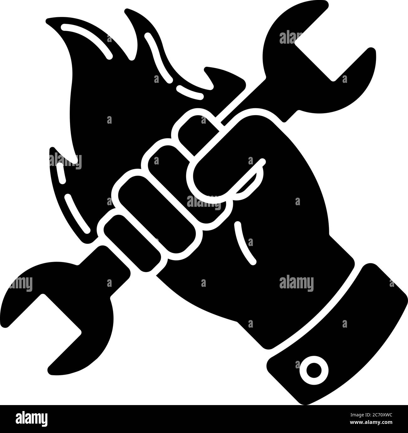Human labor black glyph icon. Manufacturing industry, working class ...