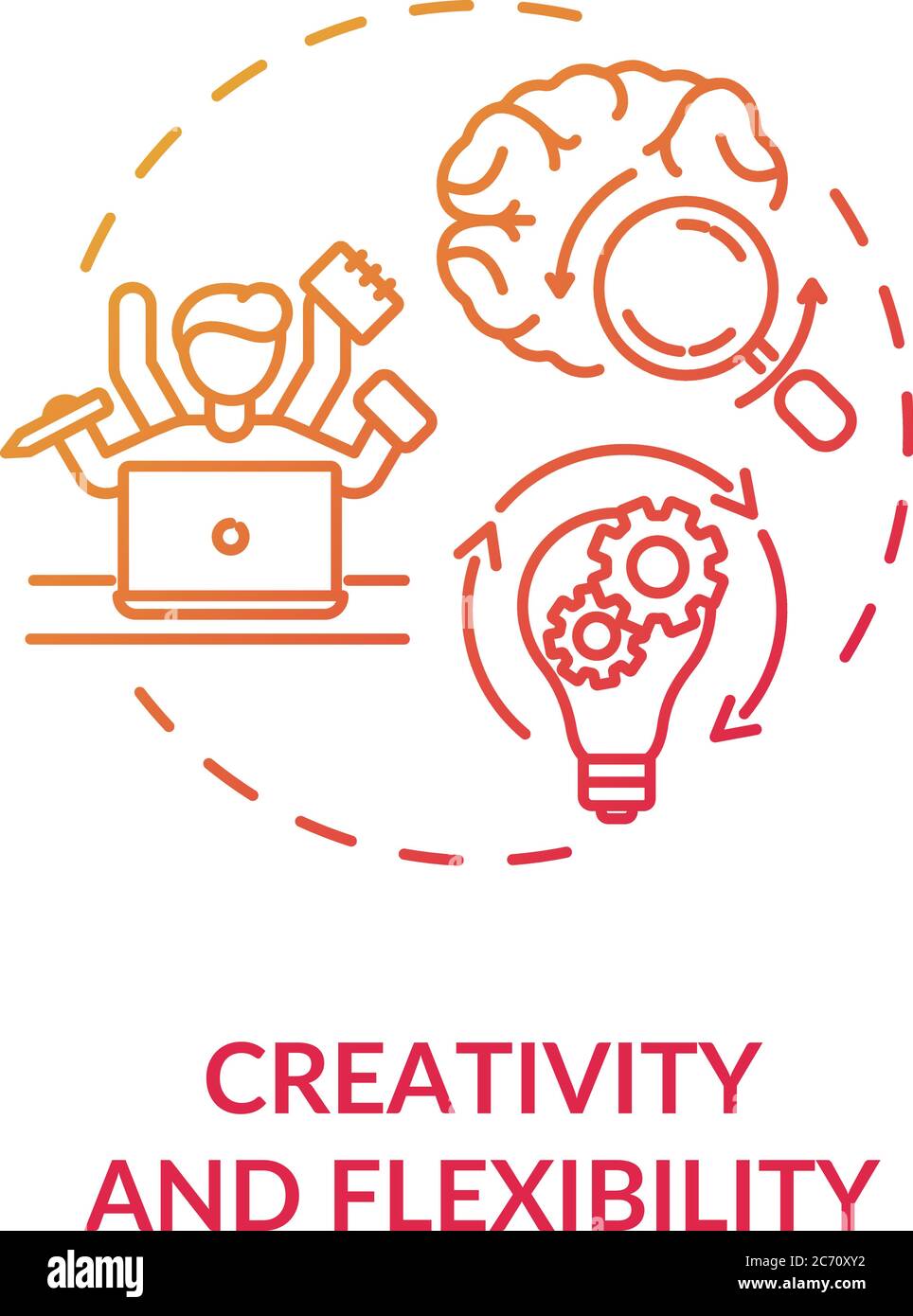 Creativity and flexibility concept icon. Employee multitasking. Good ...