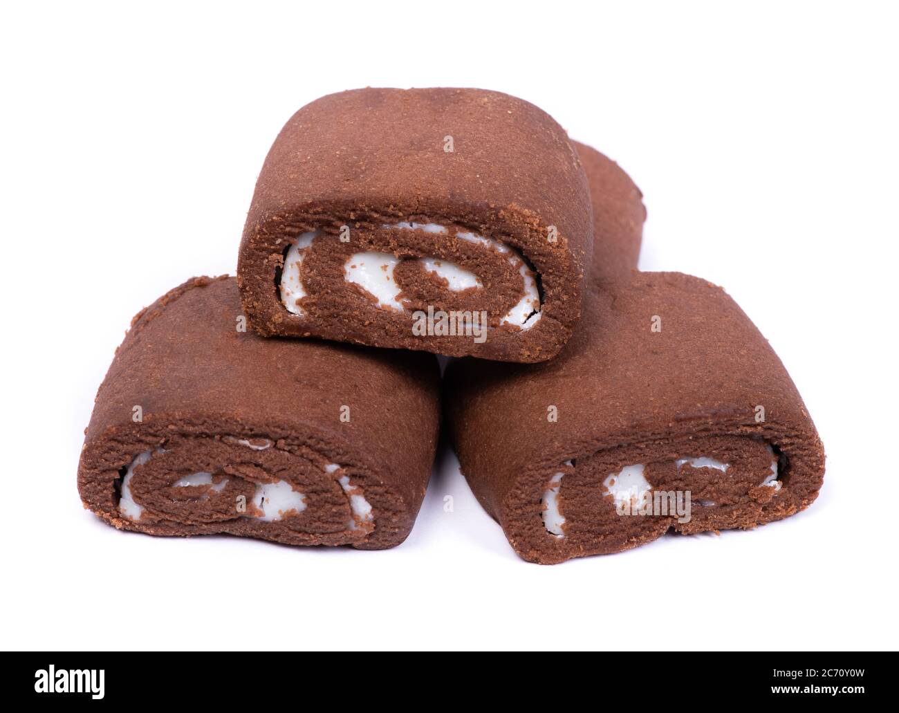 Short chocolate rolls isolated on white background Stock Photo - Alamy