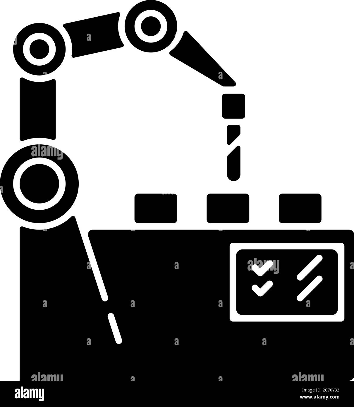 Production automation black glyph icon. Industrial revolution ...