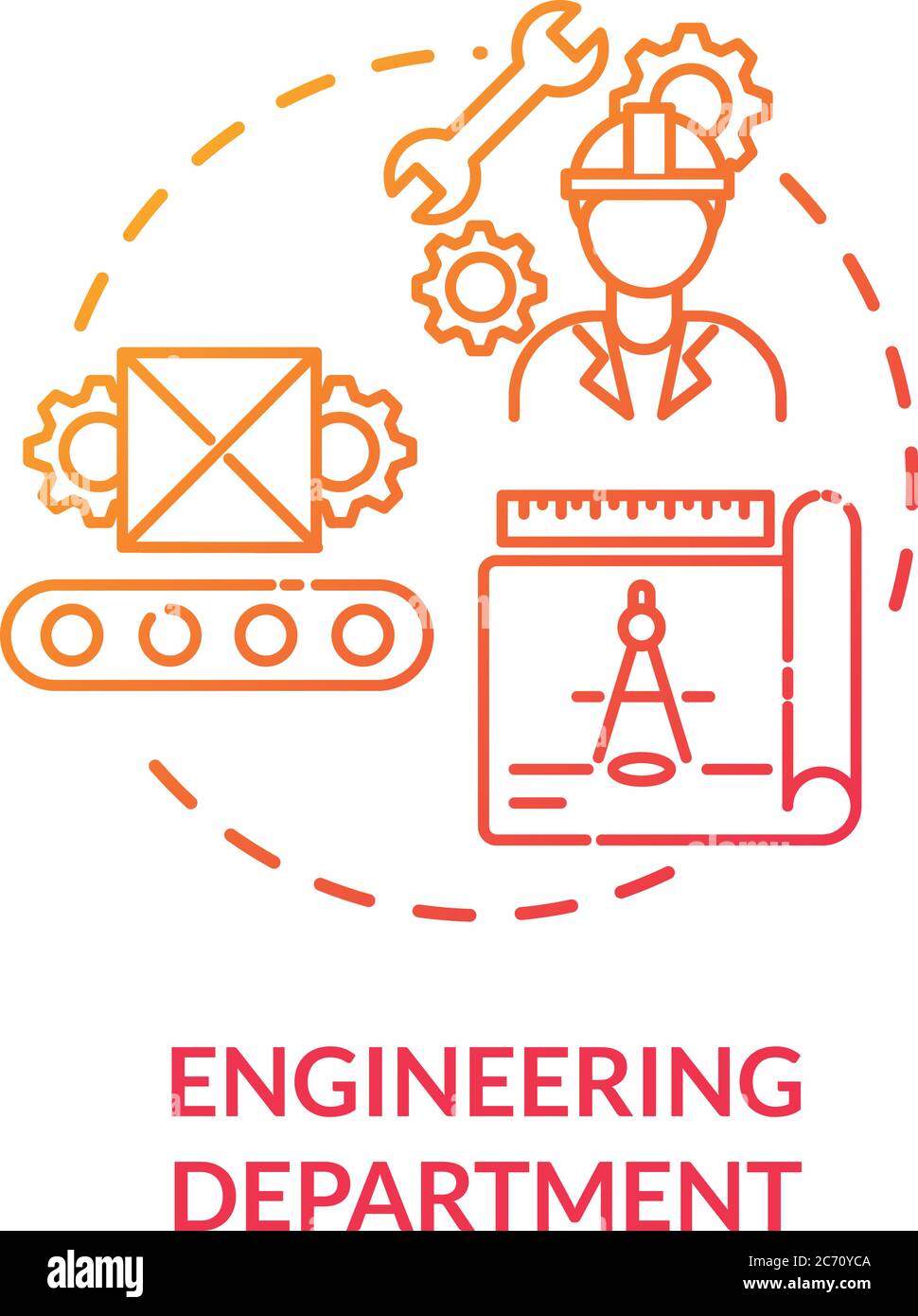 Engineering department red gradient concept icon. Technical production ... Engineering department red gradient concept icon. Technical production ...