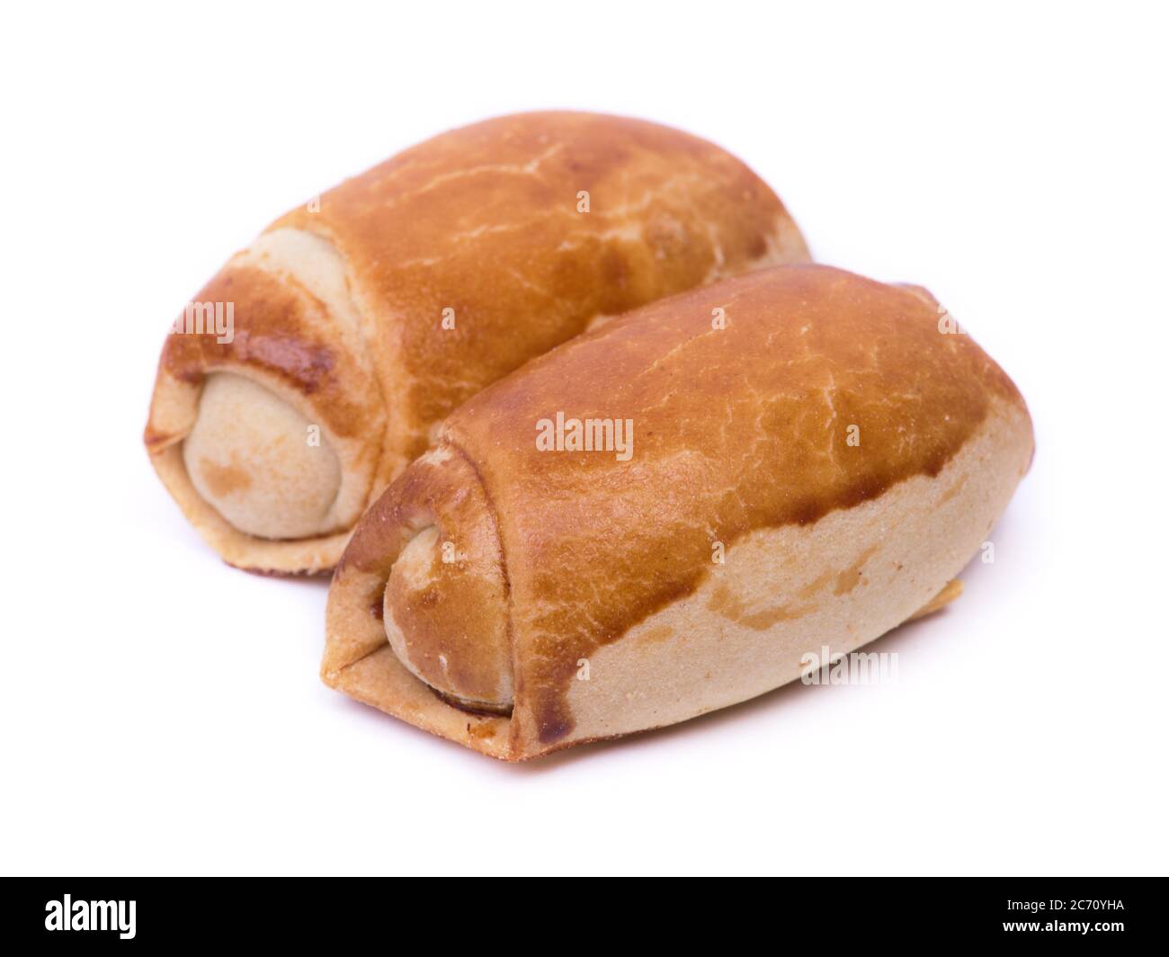 Group of delicious rolled pastry buns isolated over white background ...